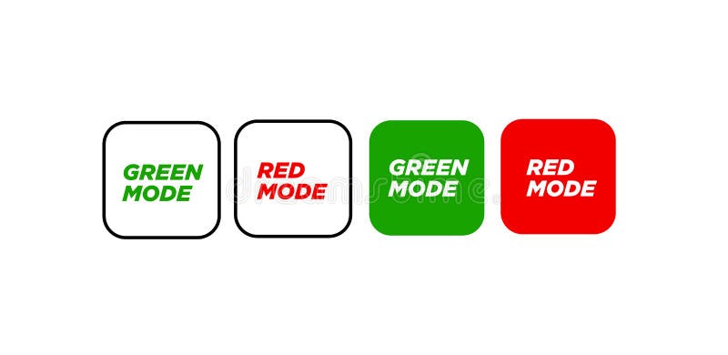 GREEN MODE and RED MODE Button Vector. GREEN and RED MODE ICON Stock ...