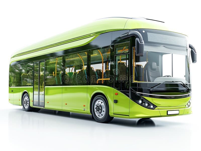 Green Modern City Bus Isolated on Background. Stock Image - Image of ...