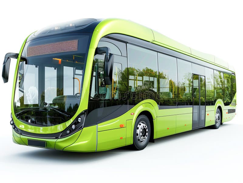 Green Modern City Bus Isolated on Background. Stock Image - Image of ...