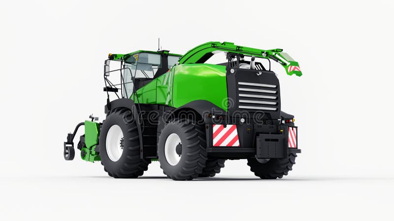 Green Modern Combine on a White Background. 3d Rendering. Stock ...