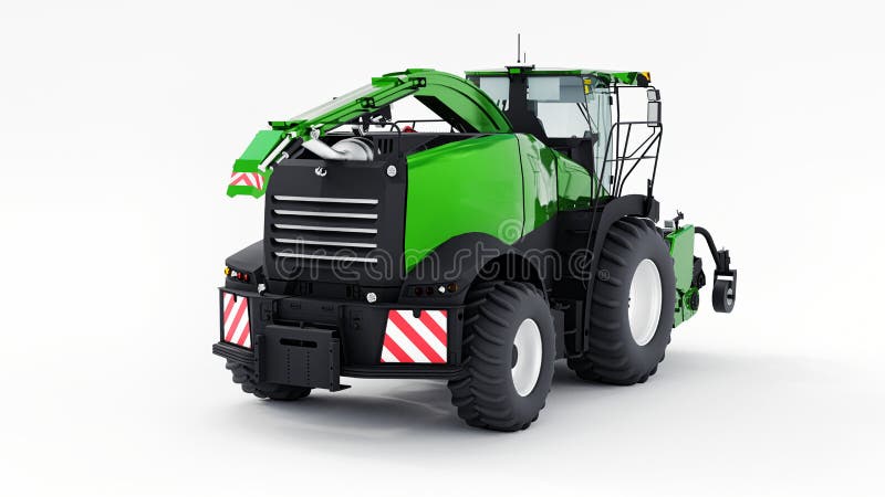 Green Modern Combine on a White Background. 3d Rendering. Stock ...