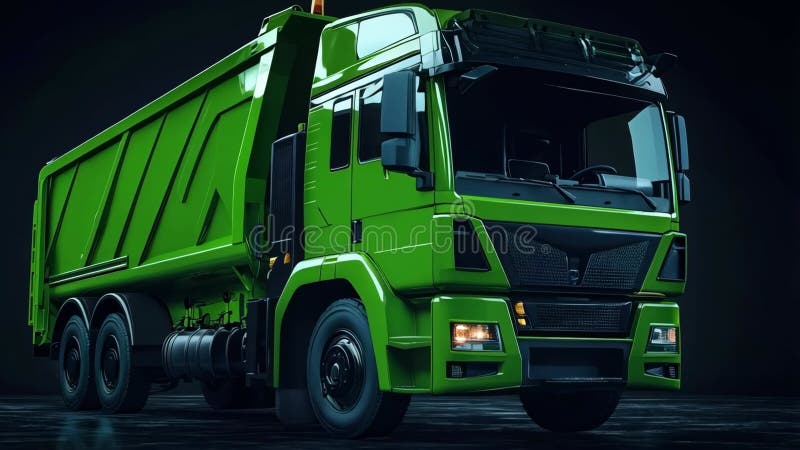 Green Modern Garbage Truck on the Studio Stock Footage - Video of ...