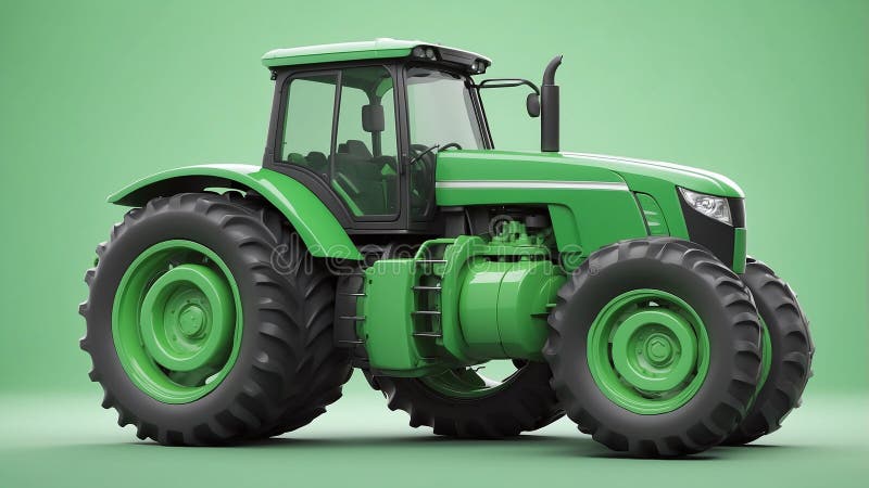 Green Modern Tractor on a Plain Green Background Showcasing ...
