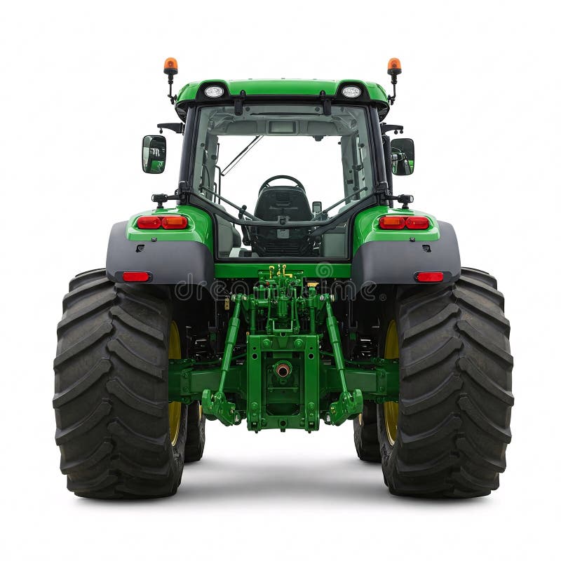 Green Modern Tractor, Rear View, Isolated on a White Stock Illustration ...