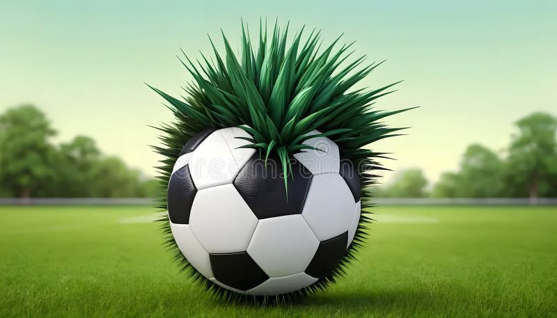 Green Mohawk Soccer Ball on a Field Stock Illustration - Illustration ...