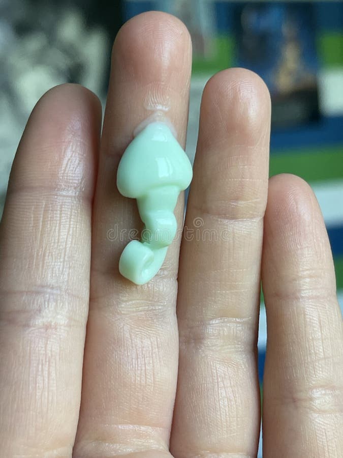 Green Moisturizing Cream on Human Fingers Stock Image - Image of green ...