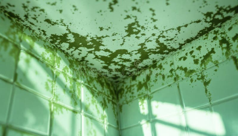 Green Mold Growing on Bathroom Tiles in Sunlit Corner Stock Photo ...