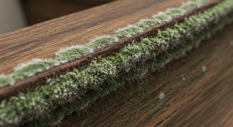 Green Mold Growth on Dark Brown Wood Surface Stock Illustration ...