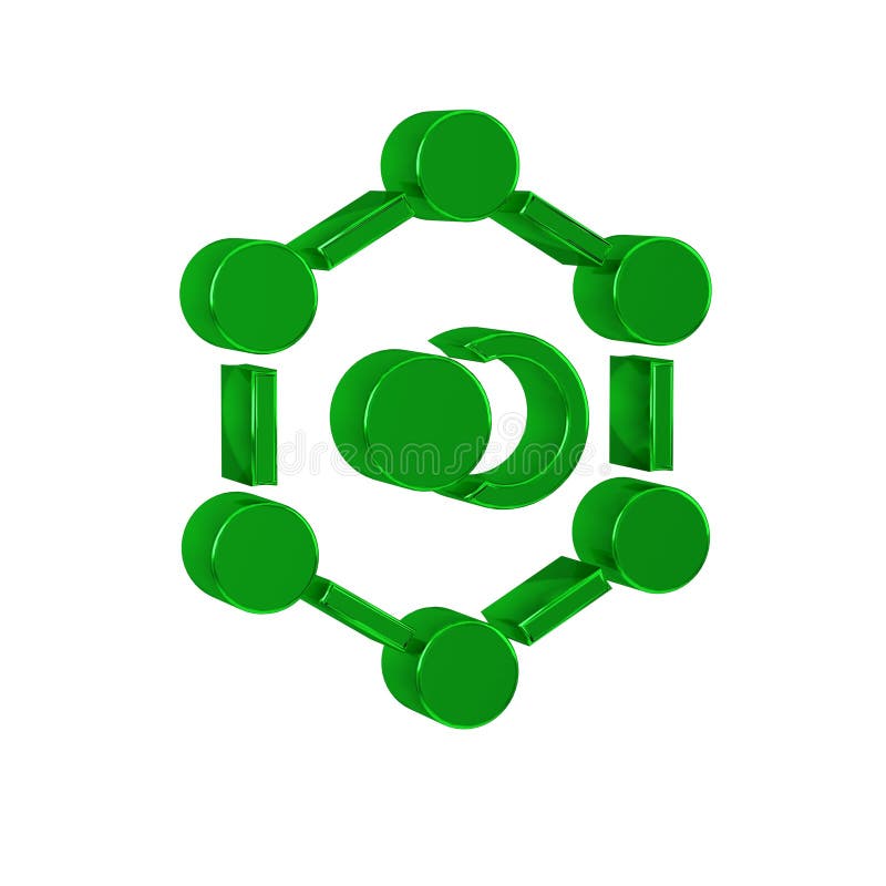 Green Molecule Icon Isolated on Transparent Background. Structure of ...