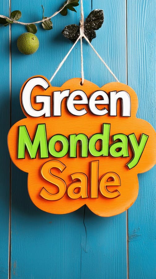 Green Monday Sale Sign with Bold Colors and Decorative Elements Stock ...