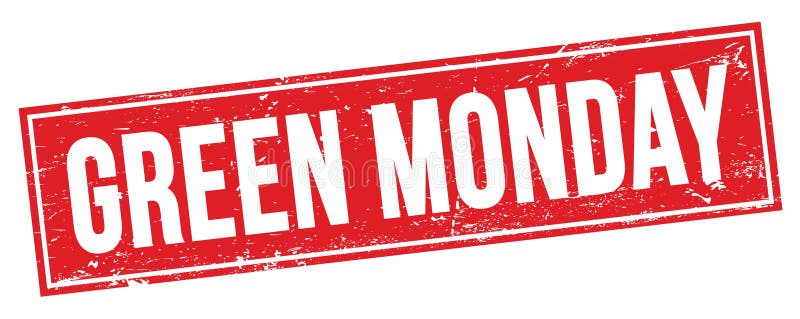 GREEN MONDAY Text on Red Grungy Rectangle Stamp Stock Illustration ...