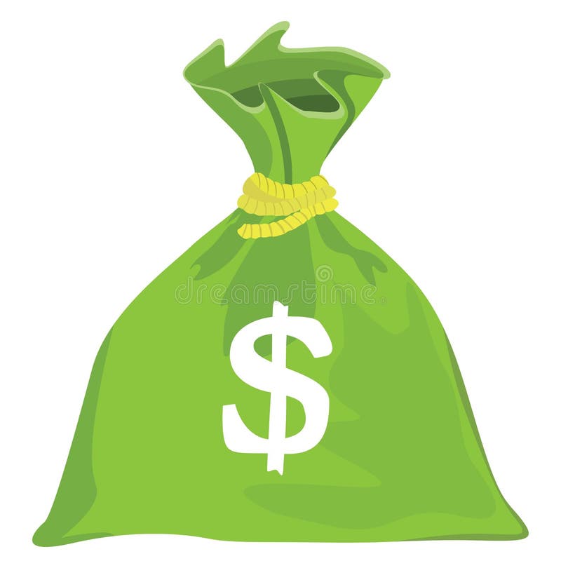 Green money bag, icon stock vector. Illustration of symbol - 260375693