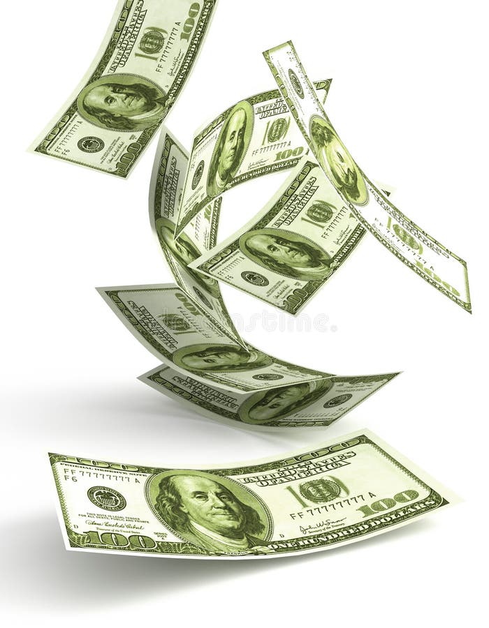 Green Money Falling 3d stock illustration. Illustration of moneyed ...