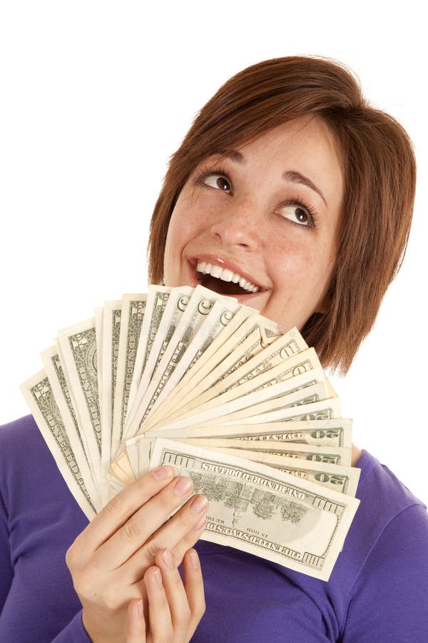Happy Woman Earn Money Online Stock Image - Image of banking, cute ...