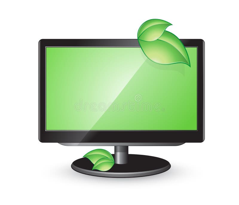 Green monitor stock vector. Illustration of leaf, digital - 23605962