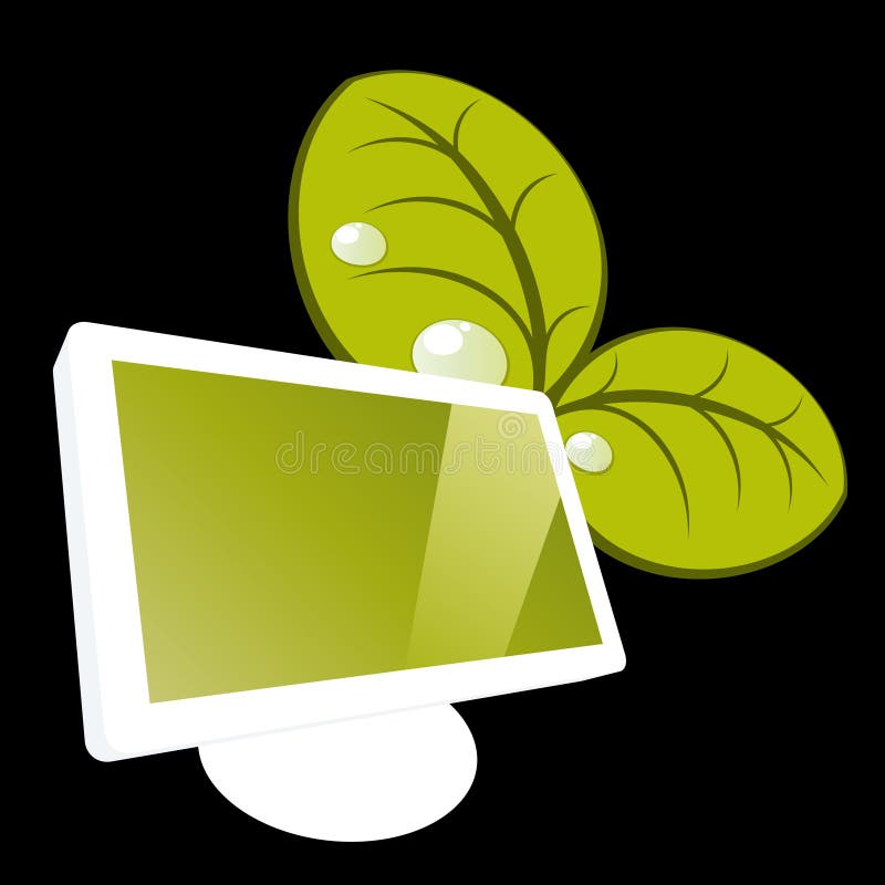 Green Monitor stock vector. Illustration of leaf, green - 8596384