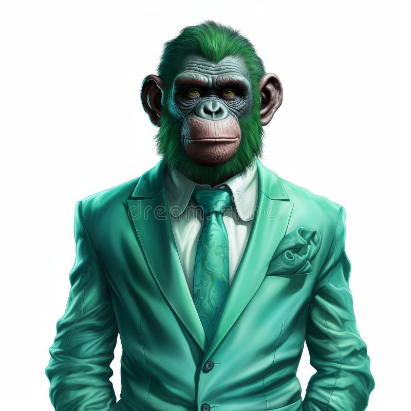 Green Monkey in a Man Suit: Hyper-realistic Animal Illustration Stock ...