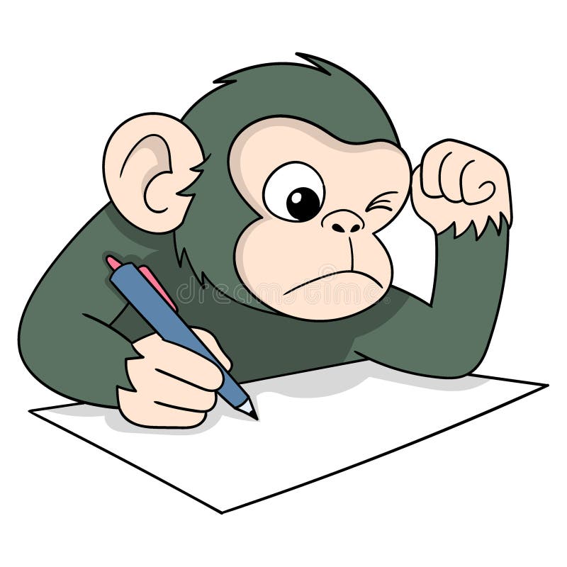 Green Monkey is Studying To Solve Problems for an Exam Stock Vector ...
