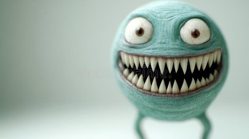 A Green Monster with Big Teeth and a White Background, AI Stock ...