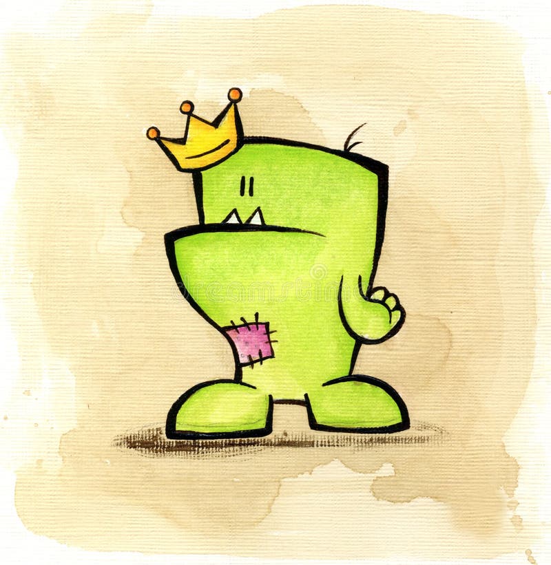 Green monster with crown stock illustration. Illustration of prince ...