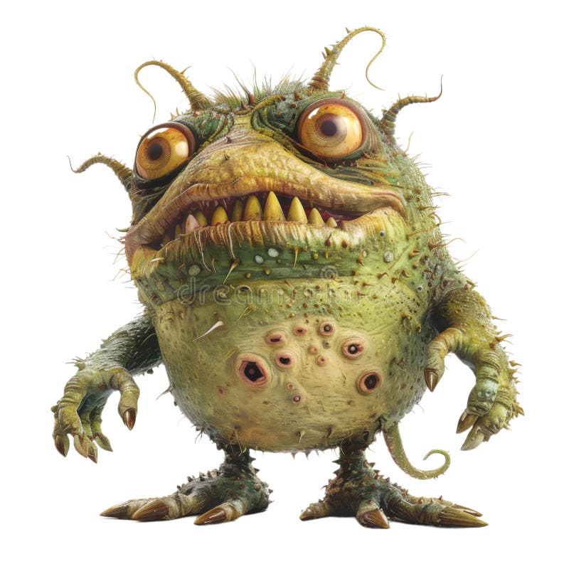 Green Monster with Sharp Teeth and Spiky Skin Stock Image ...