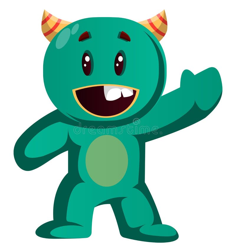 Green Monster Wavingvector Illustration Stock Vector - Illustration of ...