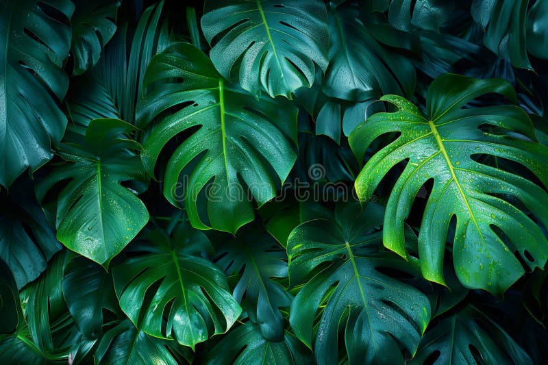 Green Monstera Leaf Texture As an Exotic Jungle Wallpaper Stock ...