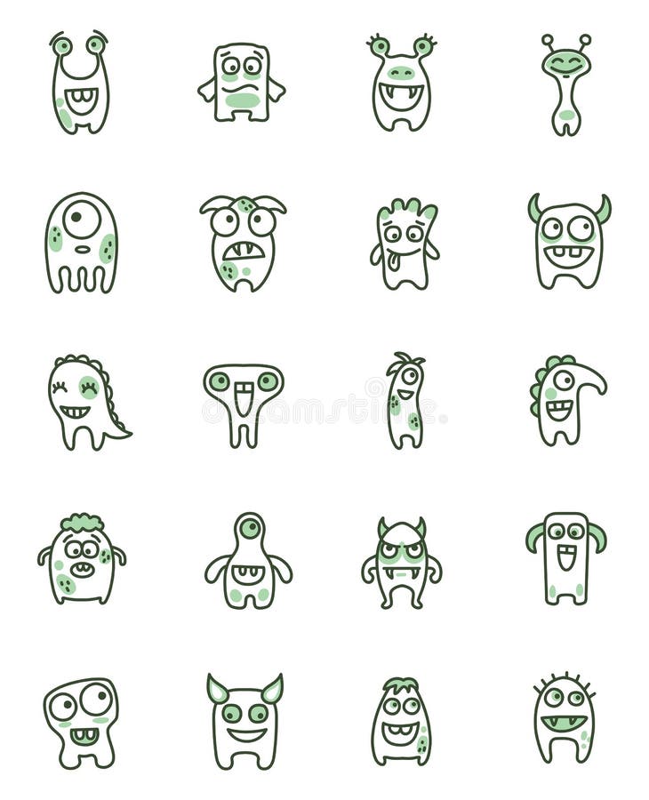 Green monsters, icon stock vector. Illustration of halloween - 260374840