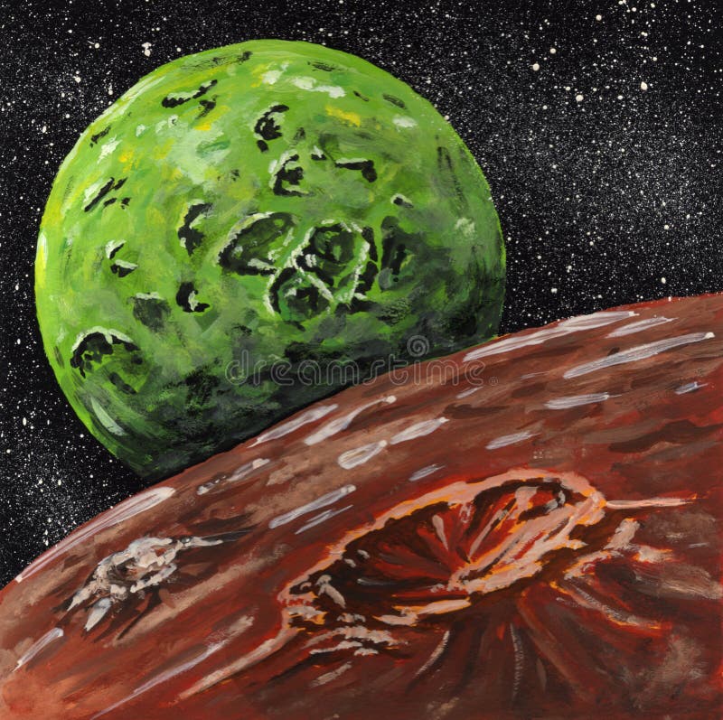 Green Moon stock illustration. Illustration of orbit - 14009383