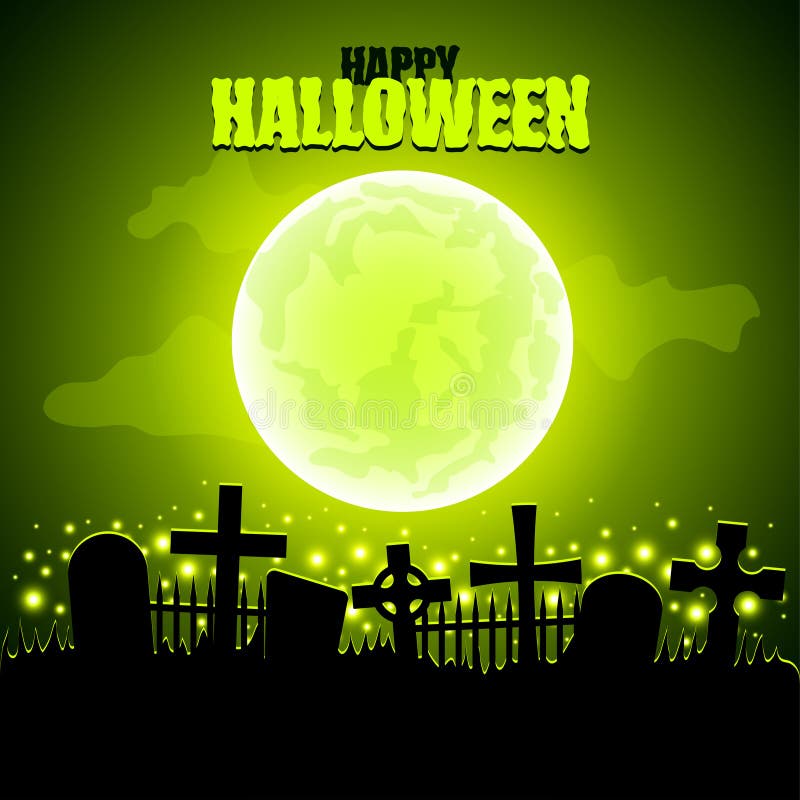 Green Moon And Graveyard Halloween Background Stock Vector ...