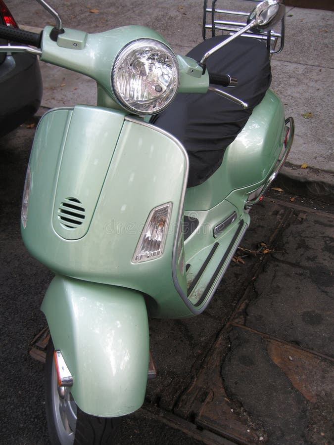 Green moped stock photo. Image of cushion, locked, chained - 950438