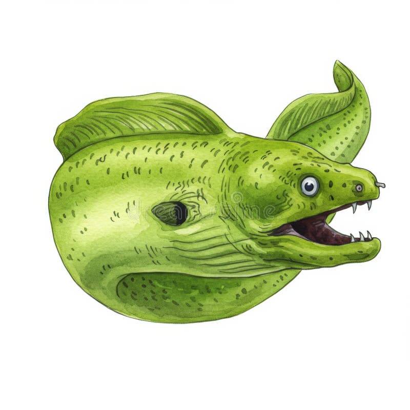 Green Moray Eel Illustration White Background Stock Illustration - Illustration of artistic ...