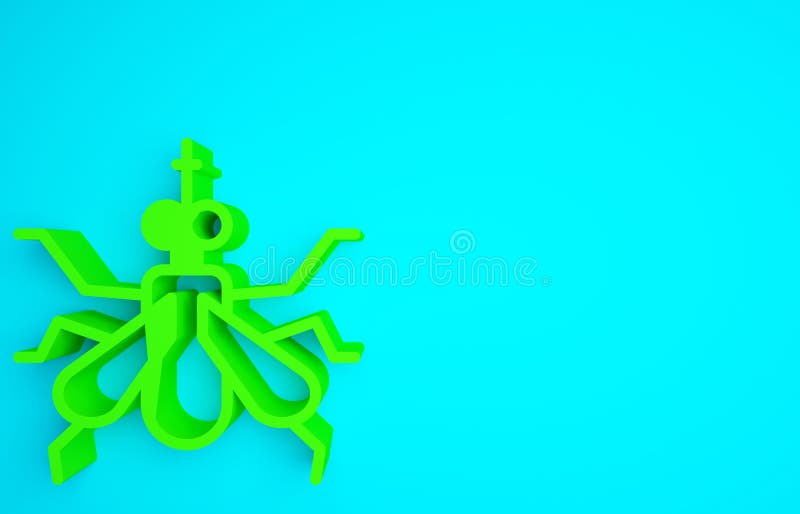 Green Mosquito Icon Isolated on Blue Background. Minimalism Concept ...