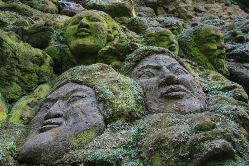 Green Moss Covered Stone Sculptures Stock Image - Image of destinations ...