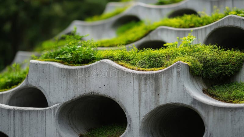 Green Moss Growing on a Textured Concrete Surface Stock Illustration ...