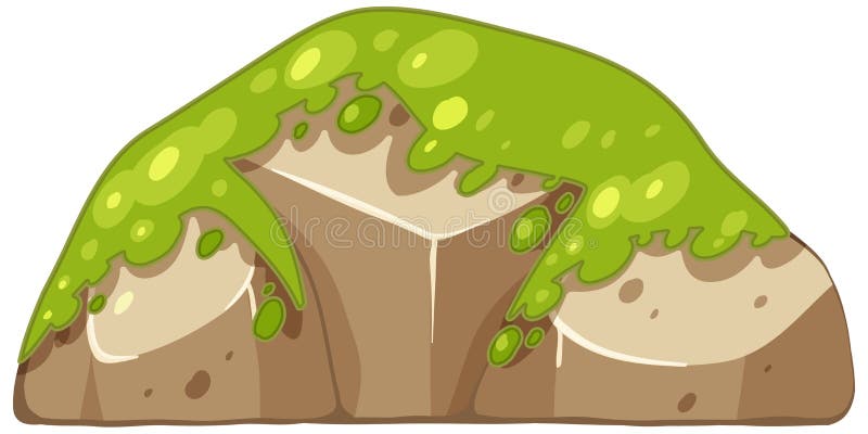 Green Moss on Stone in Cartoon Style Stock Vector - Illustration of ...