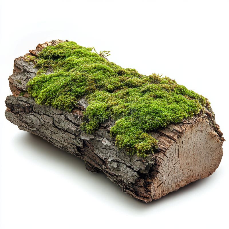 Green Moss on Tree Bark Against White Background Stock Illustration ...
