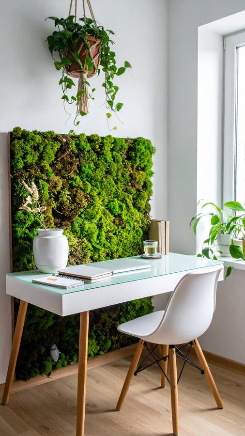 Green Moss Wall Panel in Office for Eco Friendly Office, Modern ...