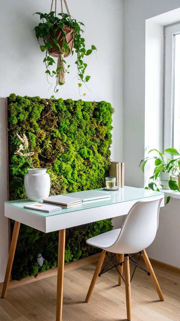 Green Moss Wall Panel in Office for Eco Friendly Office, Modern ...