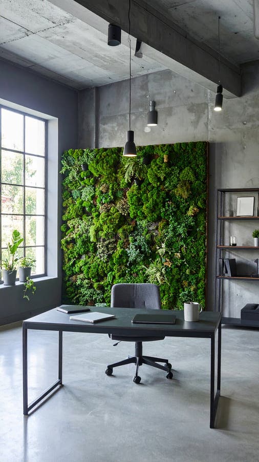 Green Moss Wall Panel in Office for Eco Friendly Office, Modern ...