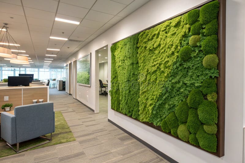 Green Moss Wall Panel in Office for Green Office Stock Illustration ...