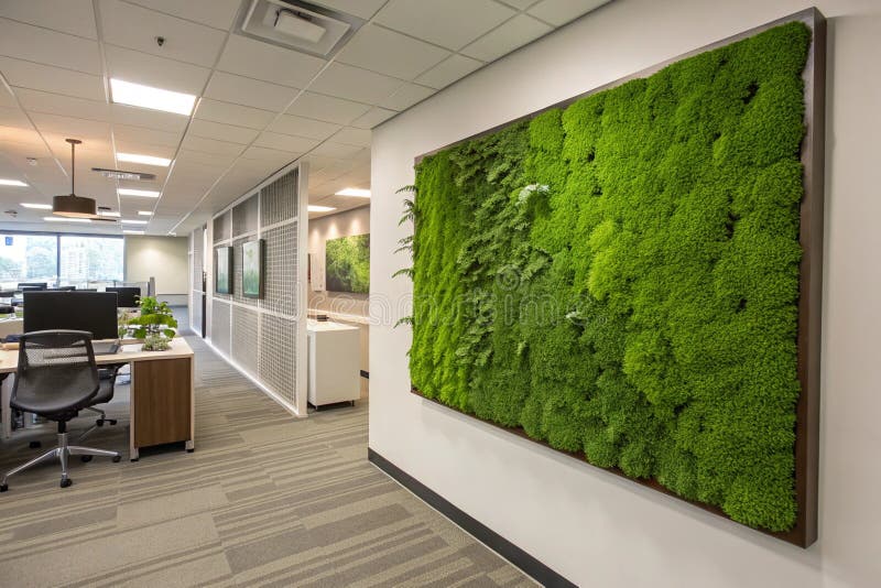 Green Moss Wall Panel in Office for Green Office Stock Illustration ...