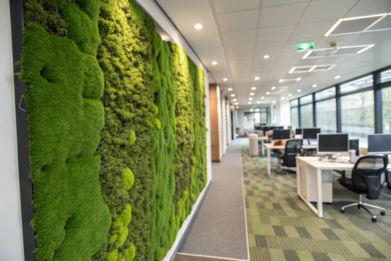 Green Moss Wall Panel in Office for Greenoffice Stock Illustration ...