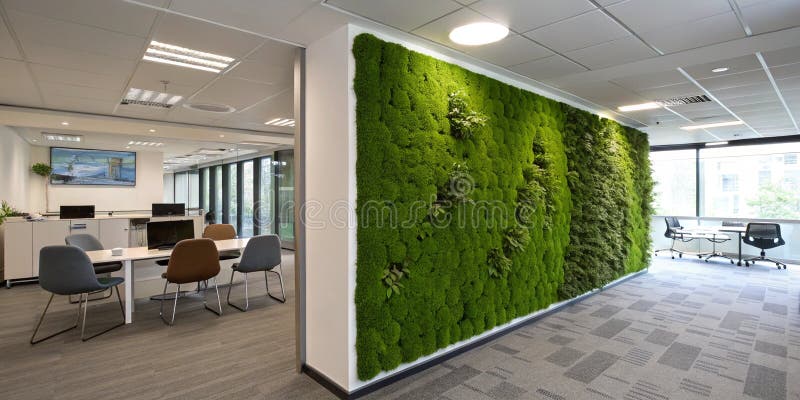 Green Moss Wall Panel in Office for Greenoffice Stock Illustration ...