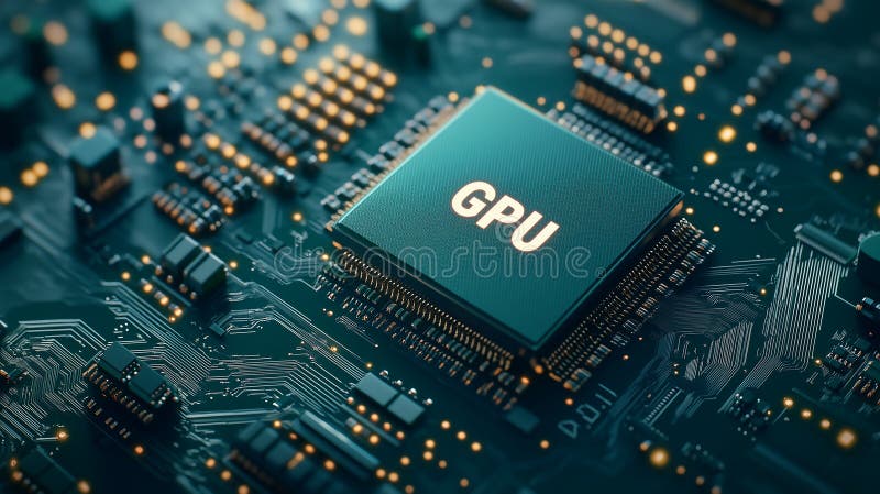 Green Motherboard with a Gpu Labeled Gpu Stock Illustration ...