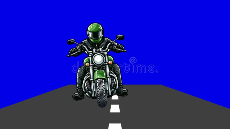Green Motorcycle Animation on Blue Screen Road Stock Footage - Video of ...