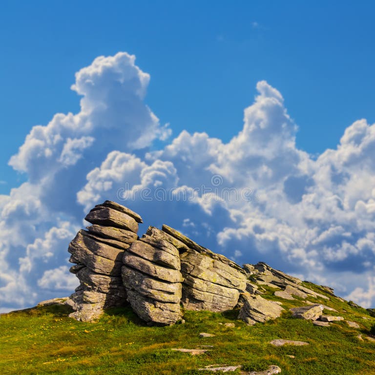 Green Mountain Backbone Under Blue Cloudy Sky Stock Photo - Image of ...