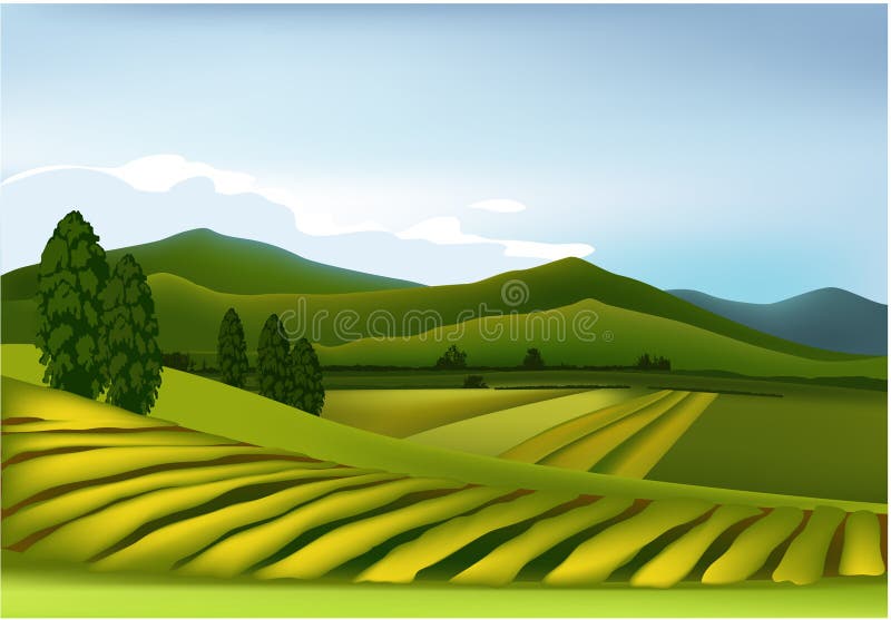 Green mountain landscape stock vector. Illustration of grass - 14430322