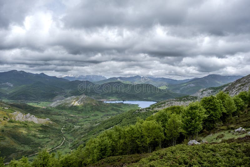 Green mountain landscape stock image. Image of leon - 266857833