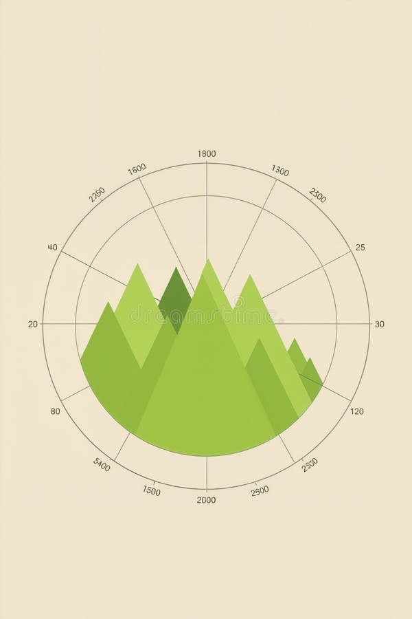 Green Mountain Range Circular Data Visualization Graph Showing Peak ...